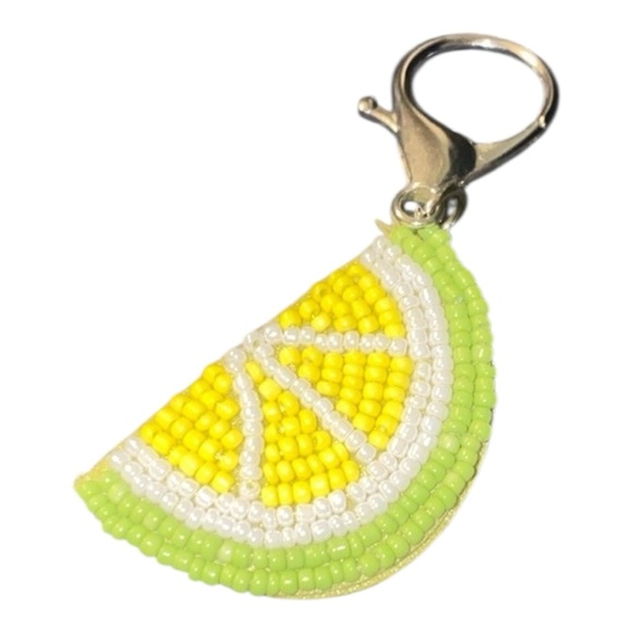 Handmade | Bags | Lemon Beaded Handcrafted Yellow Slice Fruit Bag Charm ...